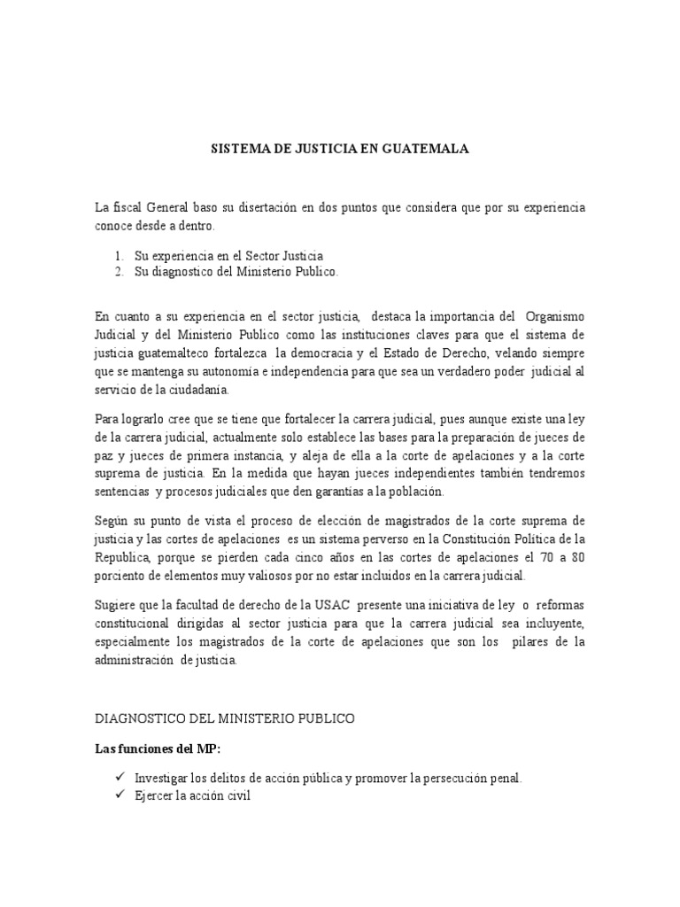 Sistema de Justicia en Guatemala | PDF