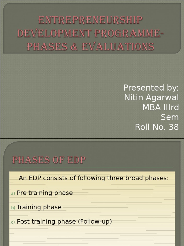 Phases & Evaluation of EDP | PDF | Startup Company | Small Business ...