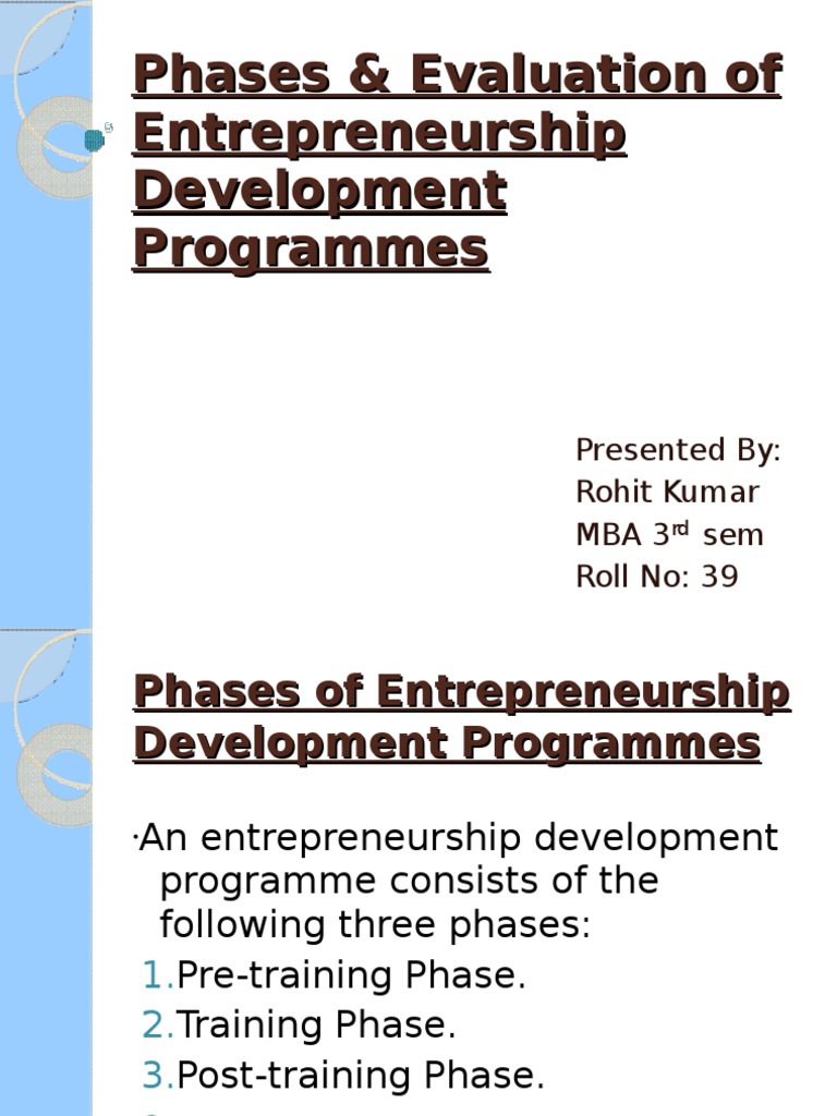 Phases & Evaluation of EDPs | PDF | Entrepreneurship | Psychological ...