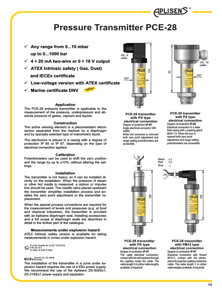 Pce 28 | PDF | Pressure Measurement | Pressure