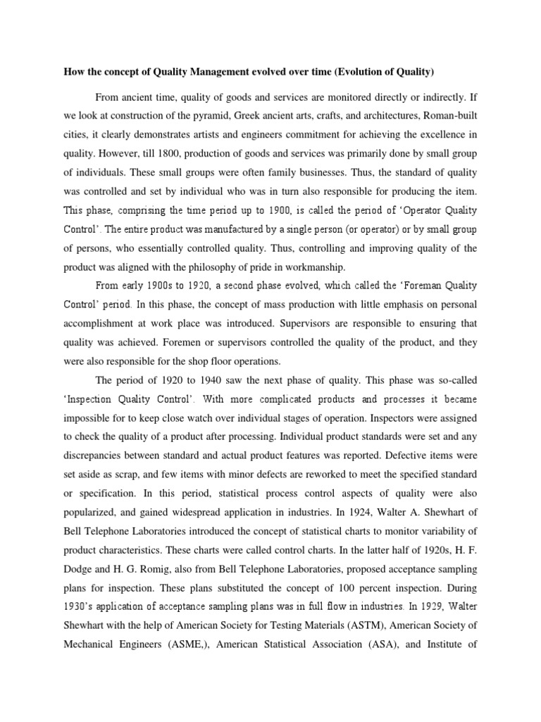 Evolution of Quality PDF | PDF | Quality (Business) | Quality Management