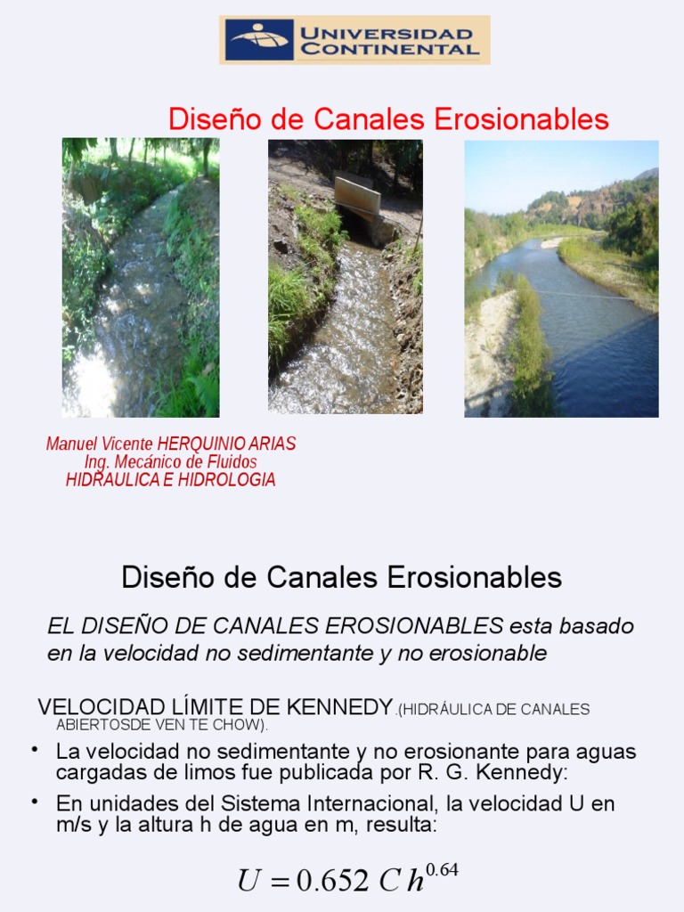 Diseño De Canales Erosionables Pdf Velocidad Agua