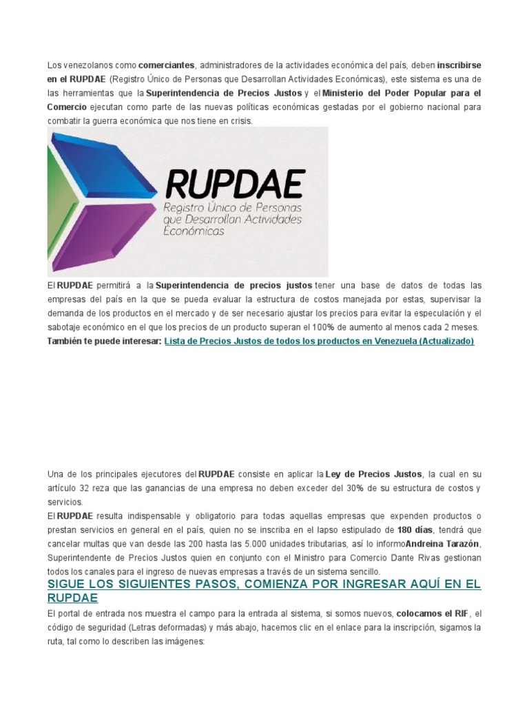 Registro RUPDAE: Guía Completa Venezuela | PDF | Precios | Point and Click