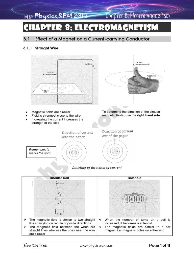 SPM PHYSICS SHORT NOTES CHAPTER 8 Electromagnetism | PDF