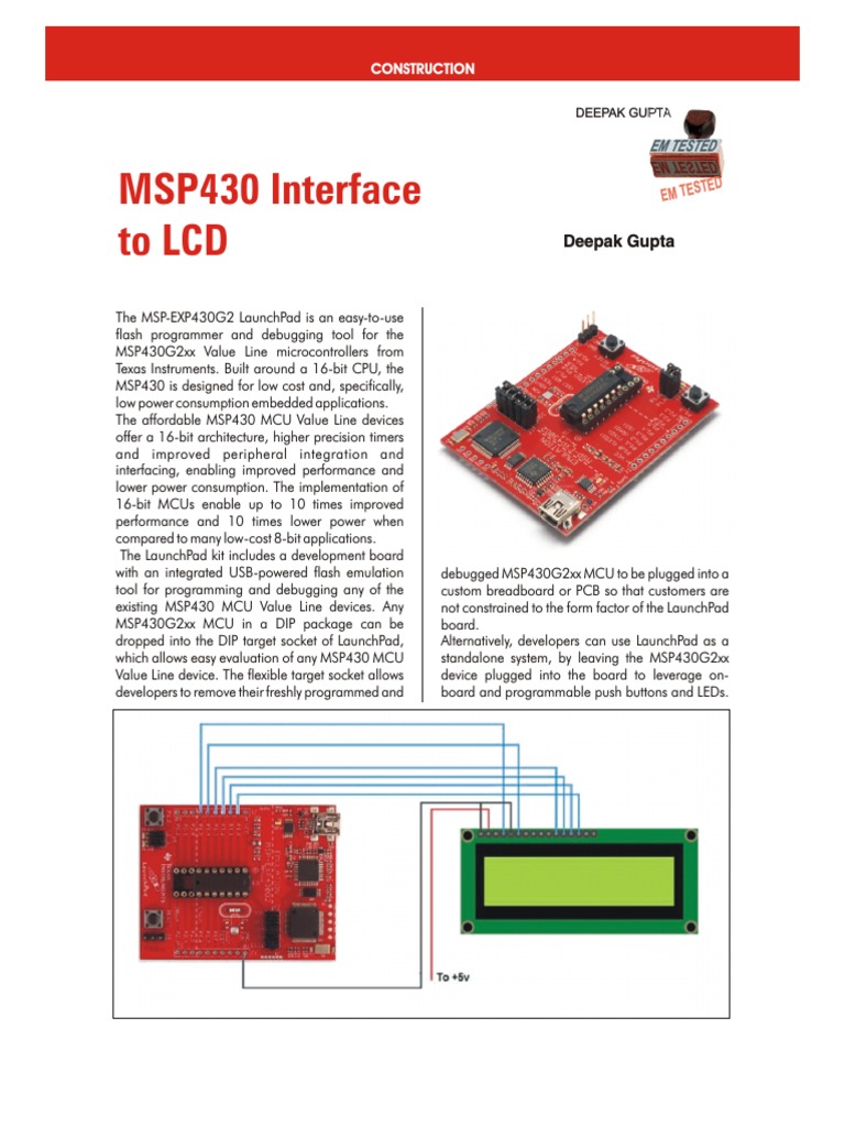 Interface Msp430 With Lcd Pdf Microcontroller Electrical Engineering