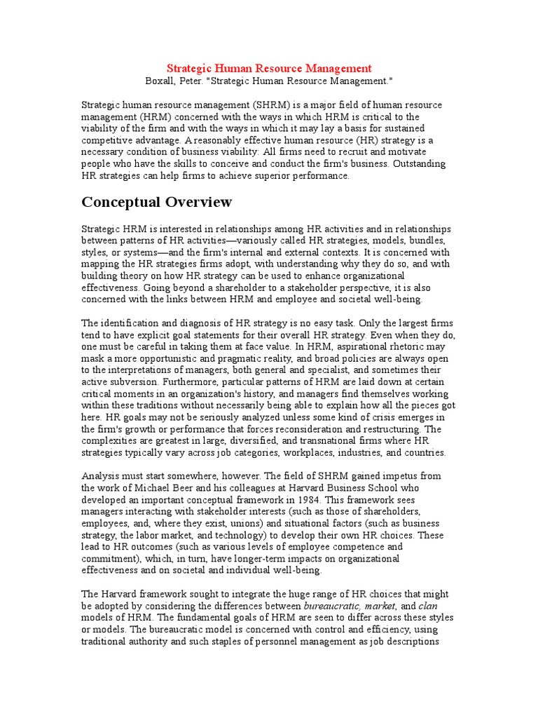 Strategic Human Resource Management Insights | PDF | Human Resource ...