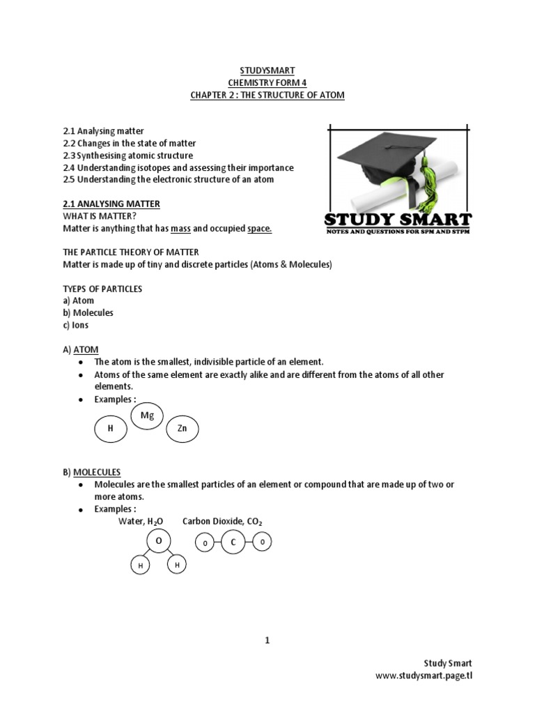 CHEMISTRY SPM FORM 4 Short Notes Chapter 2 THE STRUCTURE OF THE ATOM ...