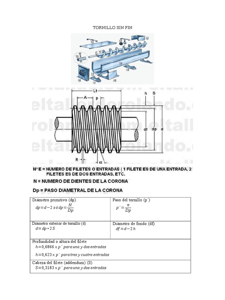 Tornillo Sin Fin | PDF | Engranaje | Tornillo
