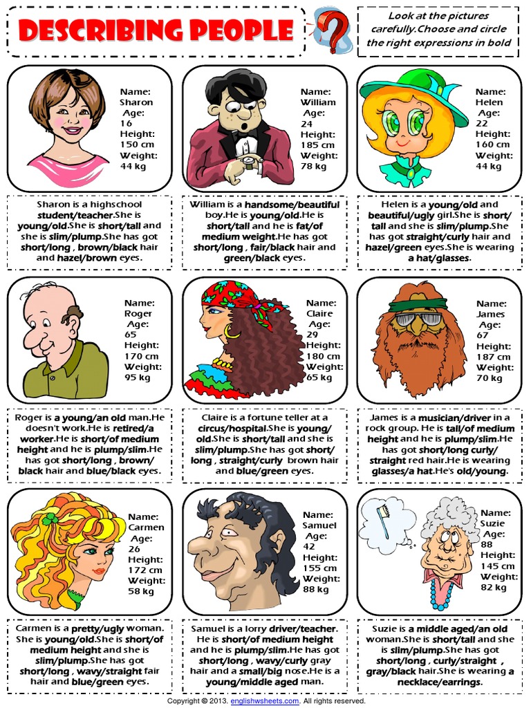 Describing People Physical Appearance Worksheet | PDF | Human Appearance