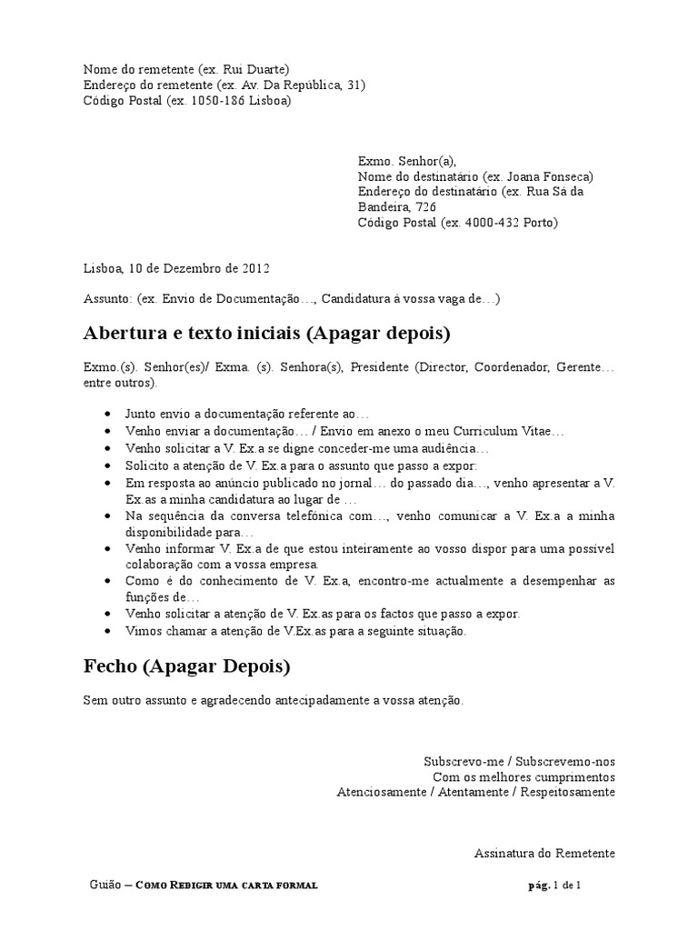Modelo Carta Email Formal | PDF