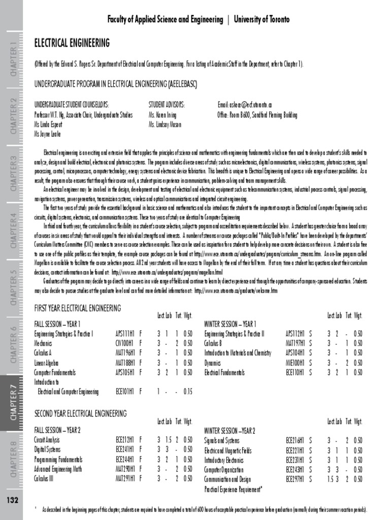 UofT Electrical Engineering Undergraduate Program Course Details | PDF ...