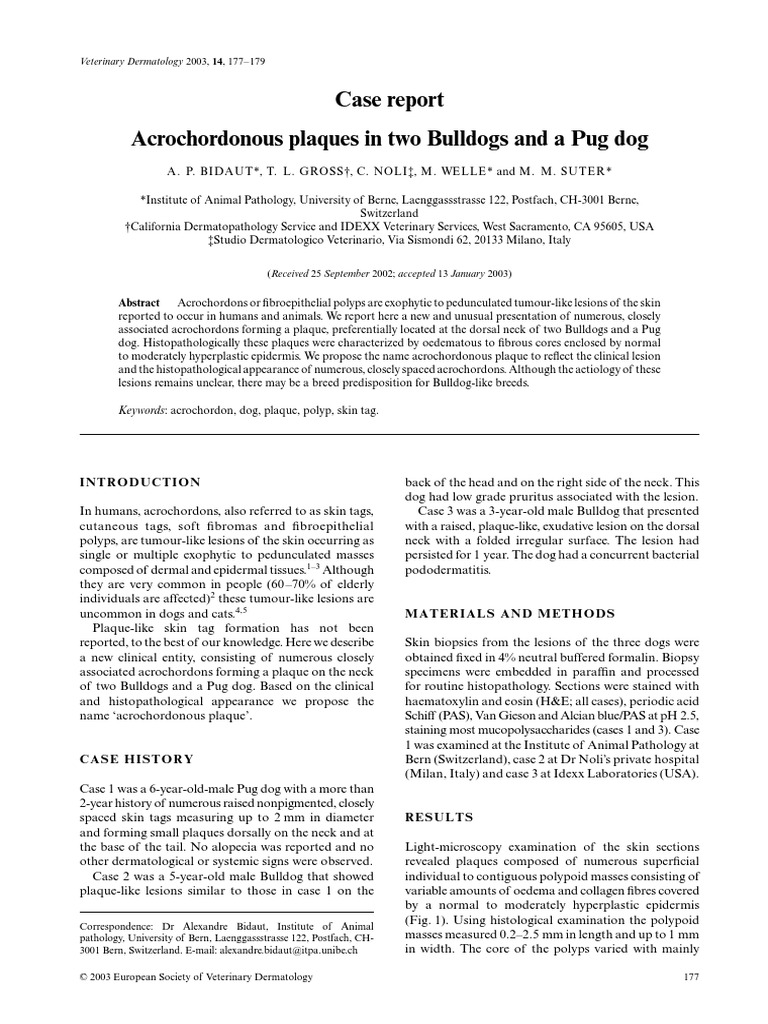 Acrochordonous Plaques in Two Bulldogs and A Pug Dog (Pages 177-179 ...