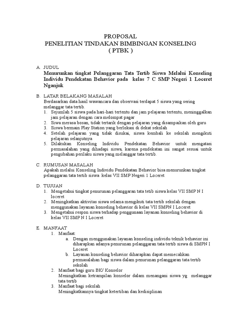 Proposal PTBK Kelompok 1 | PDF