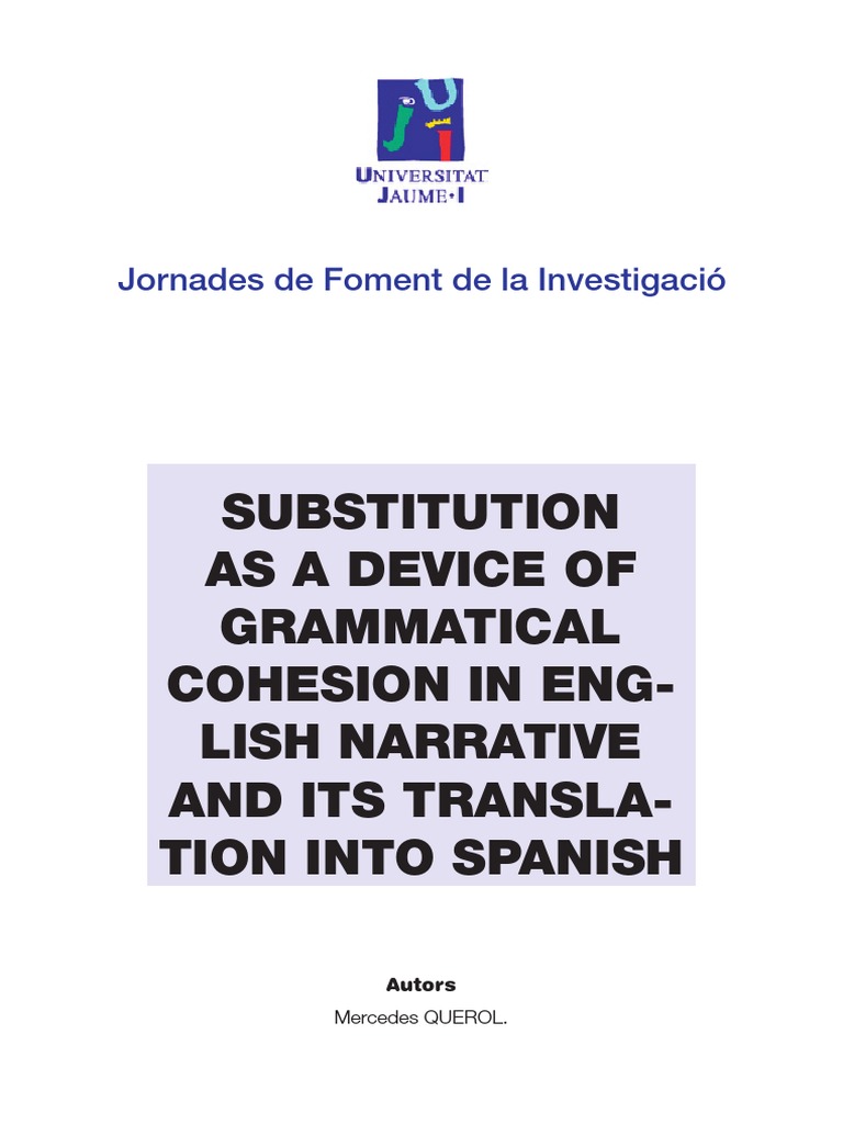 Substitution As A Device of Grammatical Cohesion | PDF | English ...