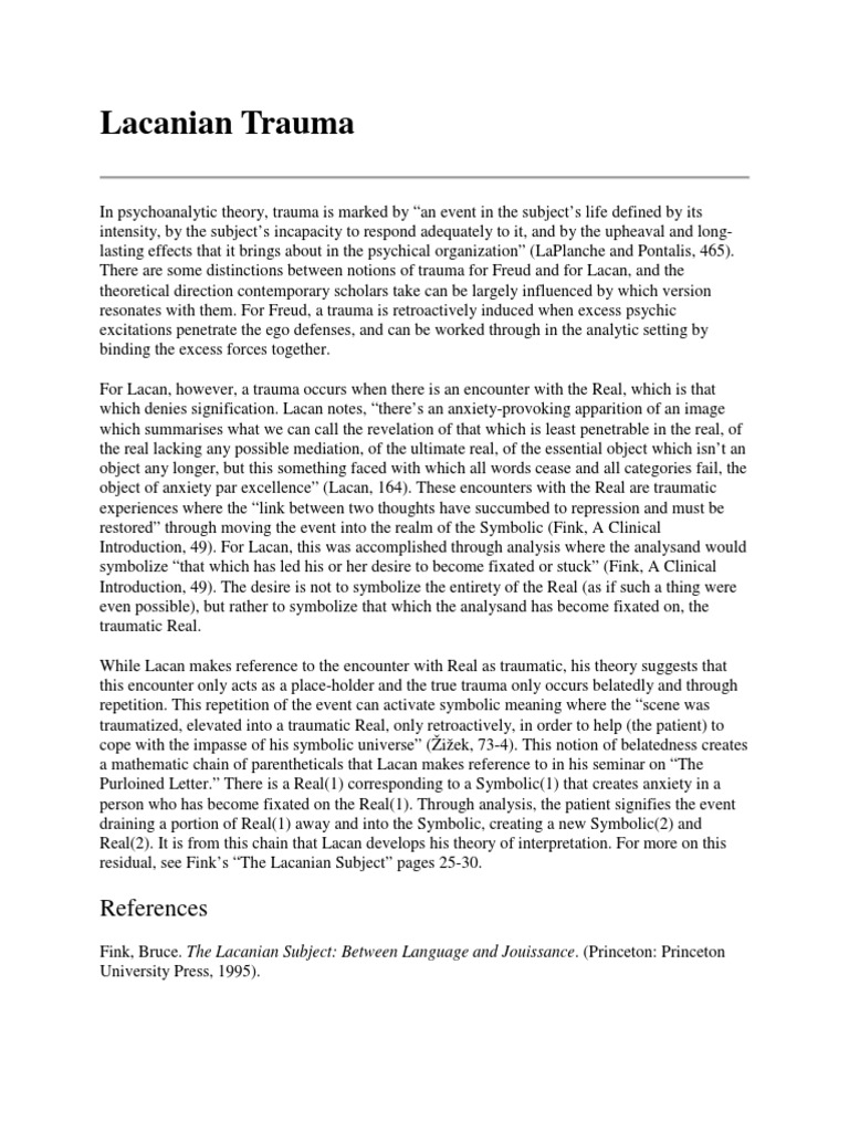 Lacanian Trauma | Jacques Lacan | Psychoanalysis