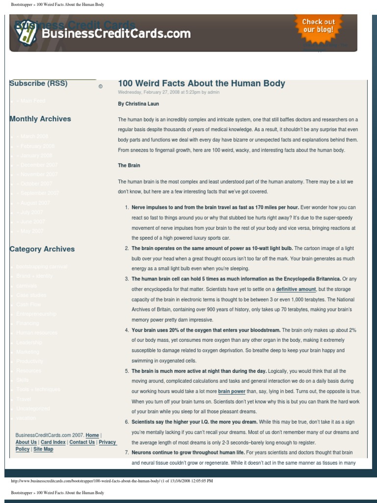 100 Weird Facts About Your Body | PDF