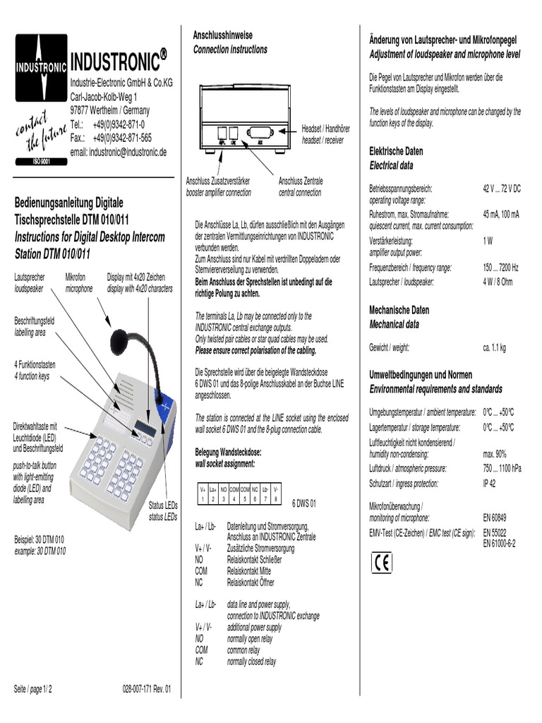 Industronic DTM 010/011 | PDF