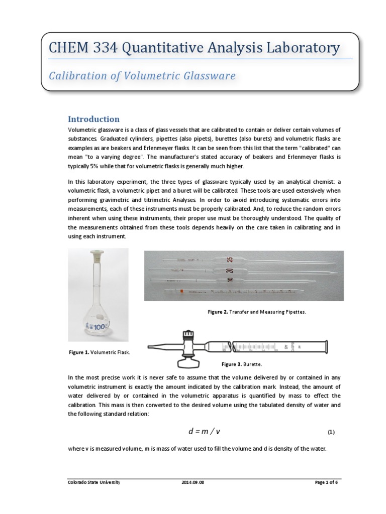 Calibration of Volumetric Glassware | PDF