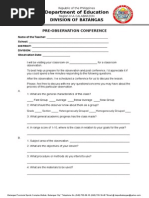 PRE and POST Class Observation Conference | PDF | Classroom Management ...