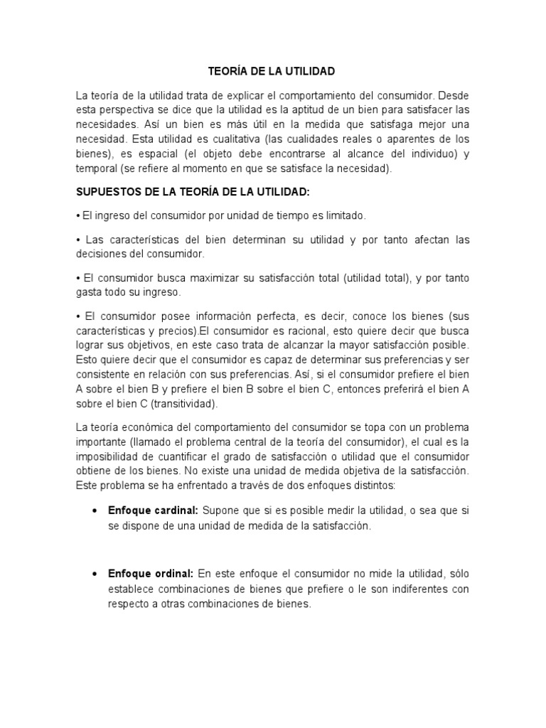 Utilidad Cardinal | PDF | Utilidad | Toma de decisiones