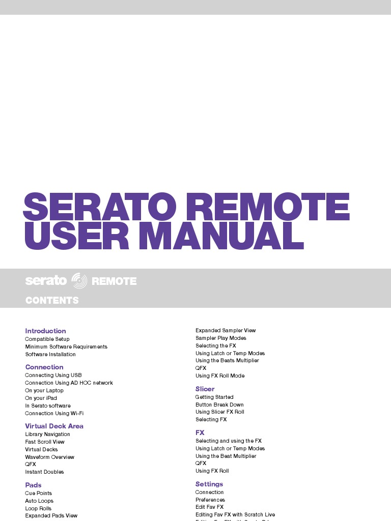 Serato Remote Manual 1.0 PDF | PDF | I Pad | I Tunes