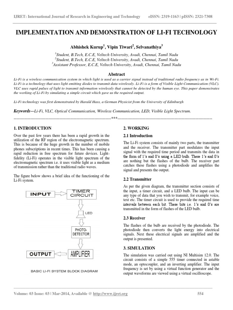 Implementation of Li-Fi Technology | PDF | Amplifier | Information And ...