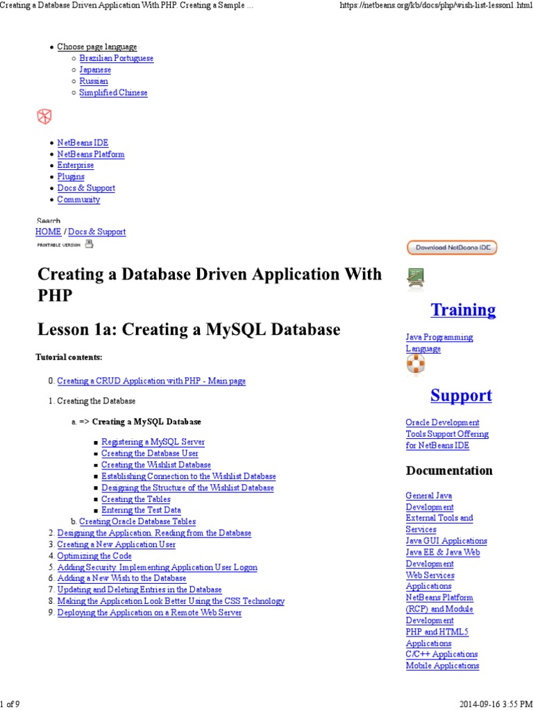 Creating A Database Driven Application With Php Pdf Net Beans Applications And Software