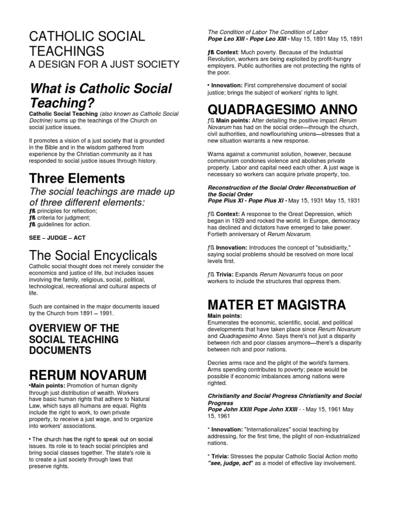 Overview of Catholic Social Encyclicals | PDF | Catholic Social ...
