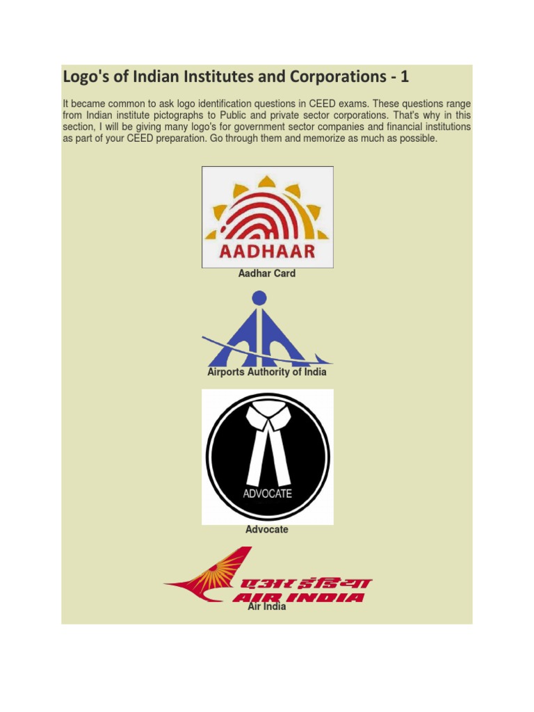 Indian Government and Corporate Logos Guide | PDF | Economies | Business