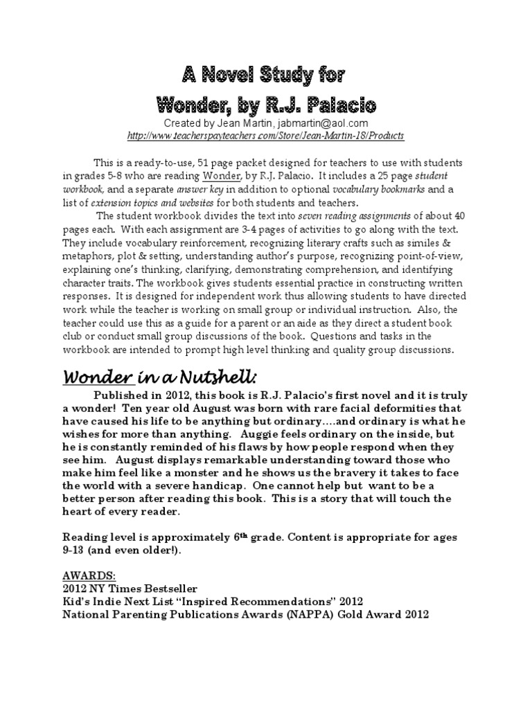 Wonder Study Guide | PDF | Leisure
