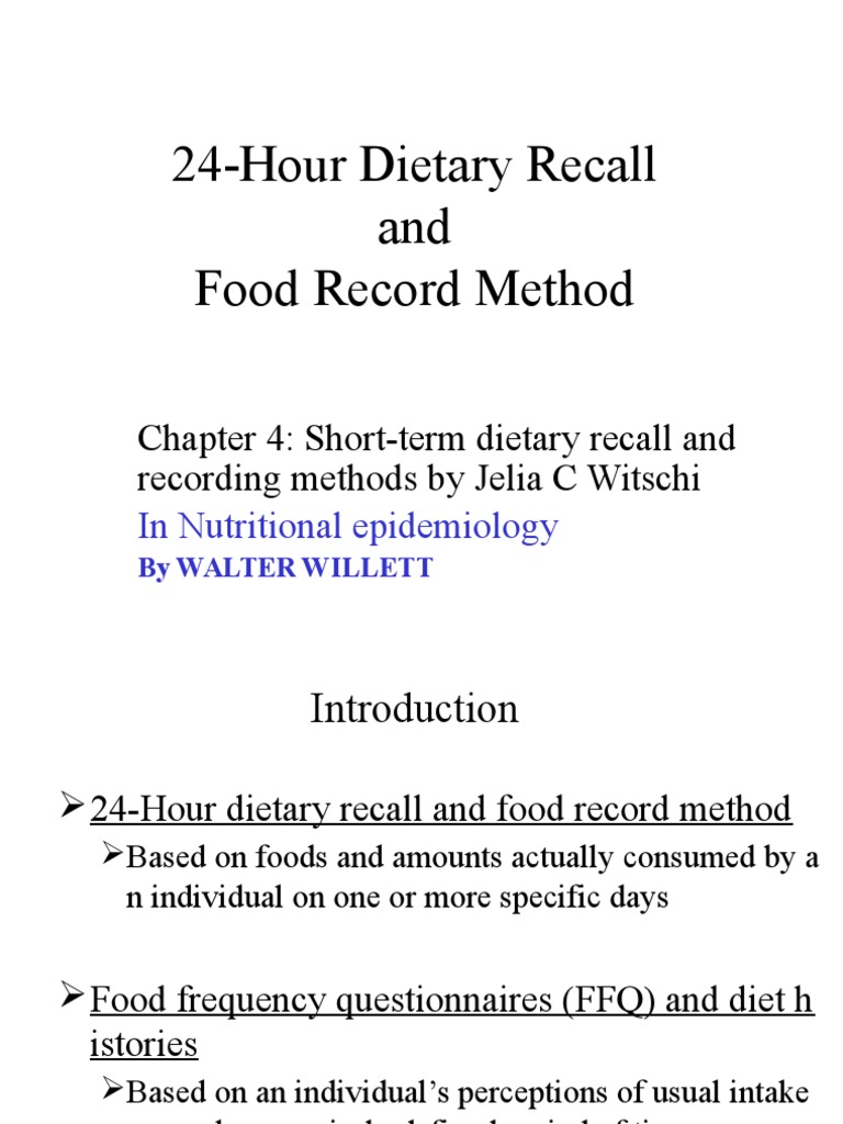 Food Recall and Record | PDF | Recall (Memory) | Eating