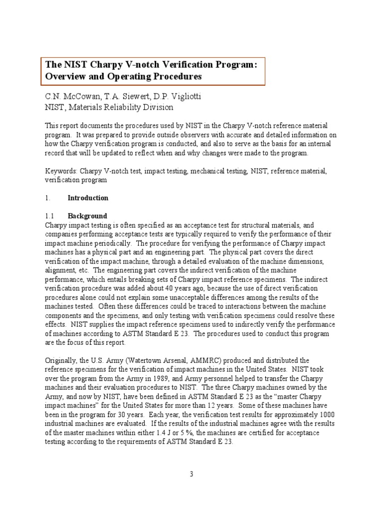 NIST Charpy Verification Program | PDF