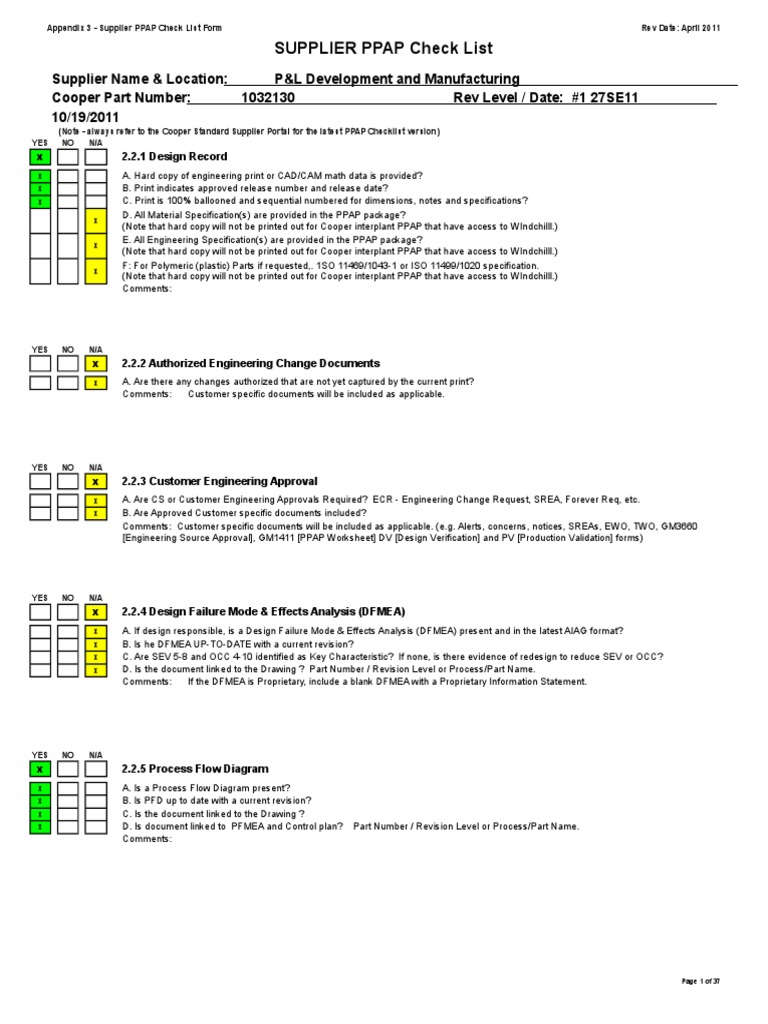 Ppap Master Tabs | PDF | Pallet | Specification (Technical Standard)