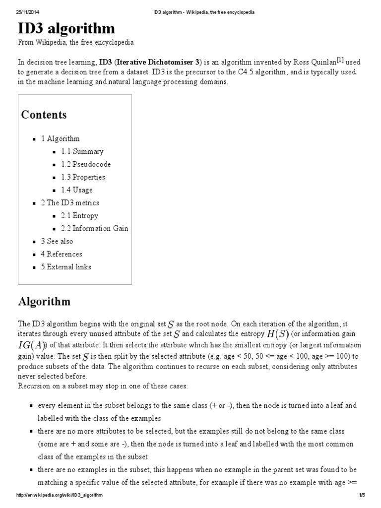 ID3 Algorithm (D) PDF | PDF | Machine Learning | Applied Mathematics