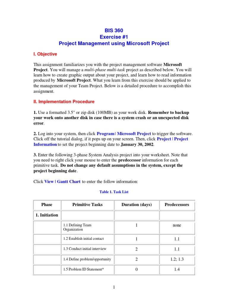 Exercise 1 | PDF | Microsoft Word | Project Management