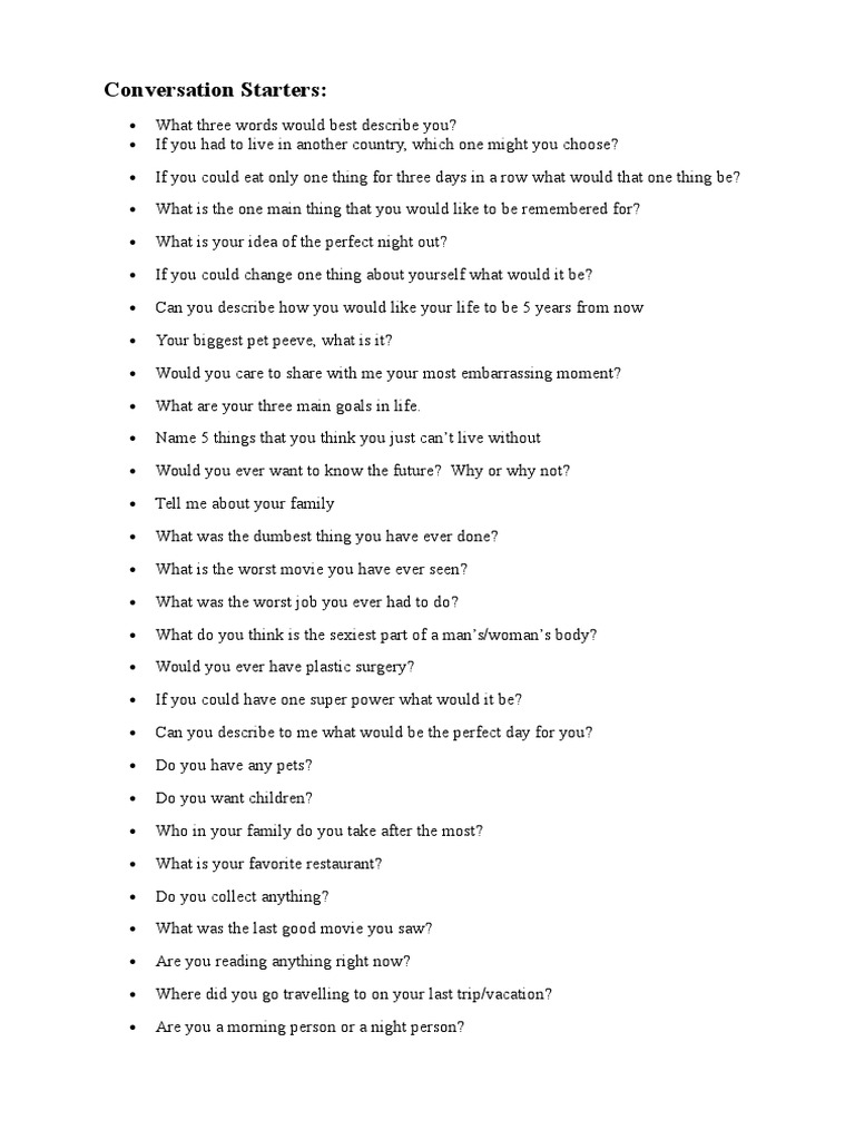 Conversation Starters | PDF
