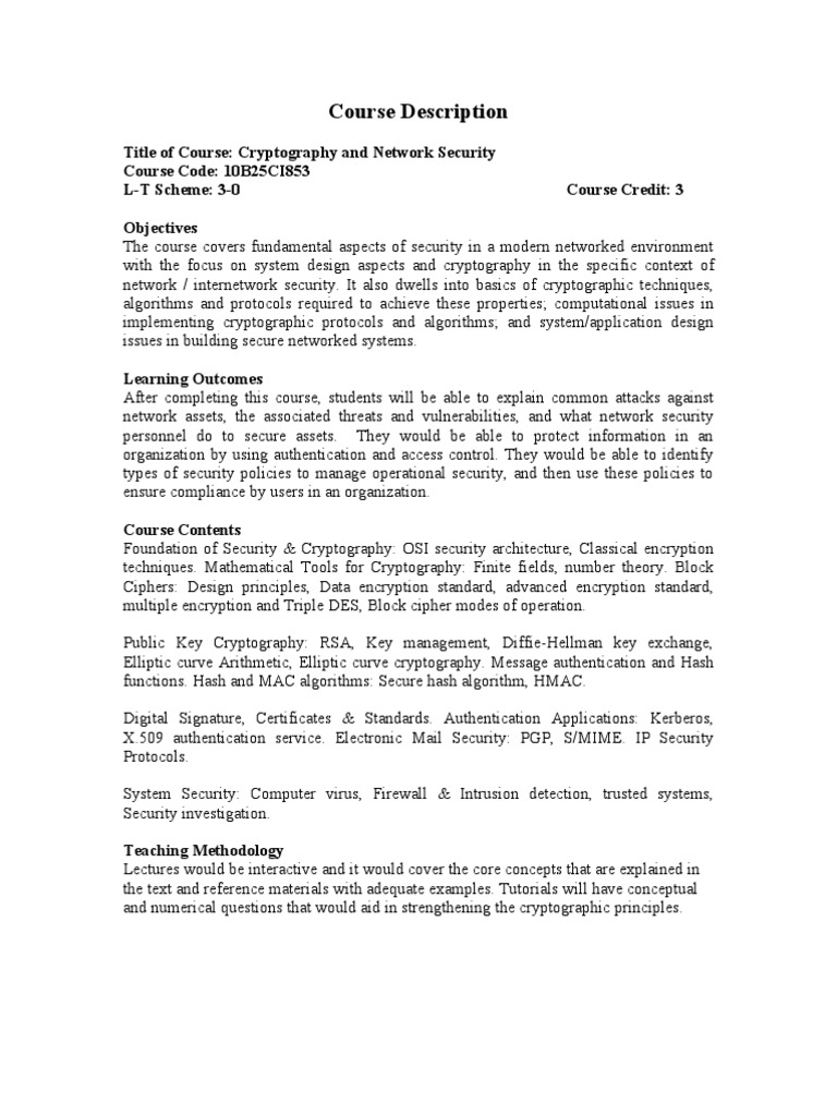 Cryptography & Network Security | PDF | Cryptography | Computer Security Cryptography & Network Security | PDF | Cryptography | Computer Security