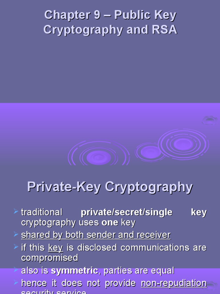Chapter 9 - Public Key Cryptography and RSA | PDF | Public Key ...