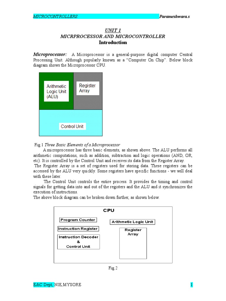Microcontroller Notes | PDF | Central Processing Unit | Instruction Set Microcontroller Notes | PDF | Central Processing Unit | Instruction Set