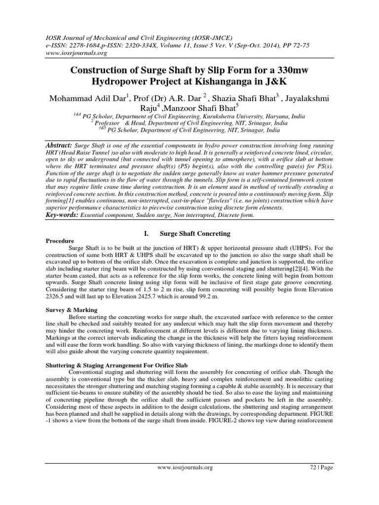 Surge Shaft Concreting by Slip Form Method | PDF | Concrete | Building ...