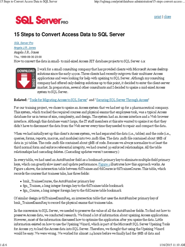 15 Steps To Convert Access Data To SQL Server | Download Free PDF ...