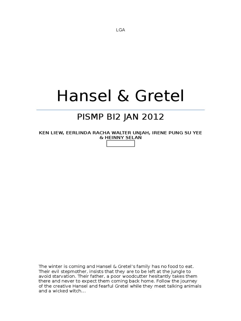 Hansel & Gretel Children's Drama Script (Adaption) | PDF | Hansel And ...