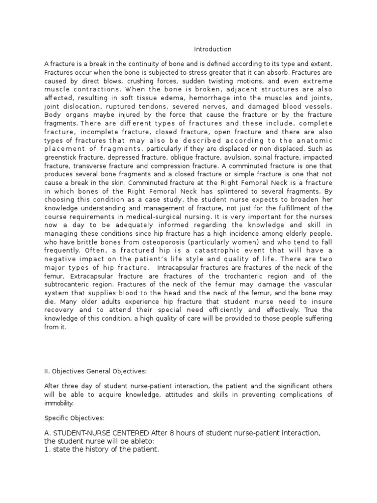Fractured Femur Case Study | PDF | Bone | Skeleton