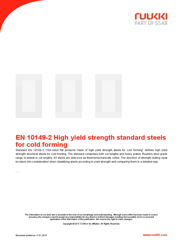 En 10149 2 High Yield Strength Standard Steels For Cold Forming | PDF ...