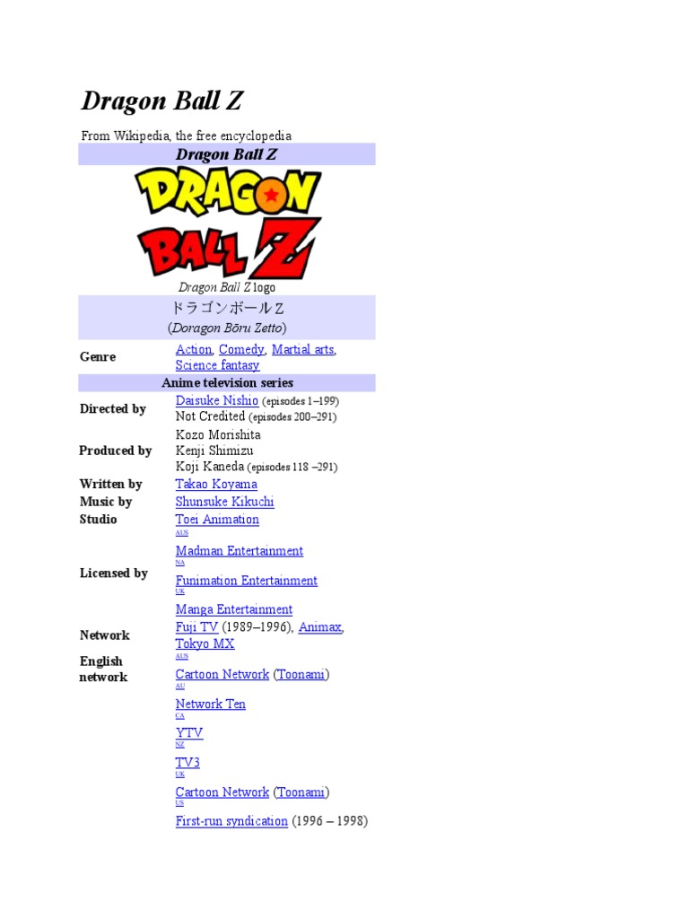 Dragon Ball Z | PDF | Dragon Ball | Television