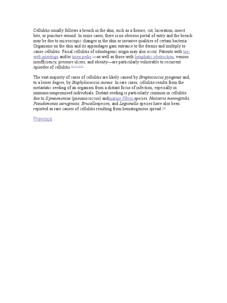 Toe-Web Intertrigo Tinea Pedis Lymphatic Obstruction: Previous | PDF
