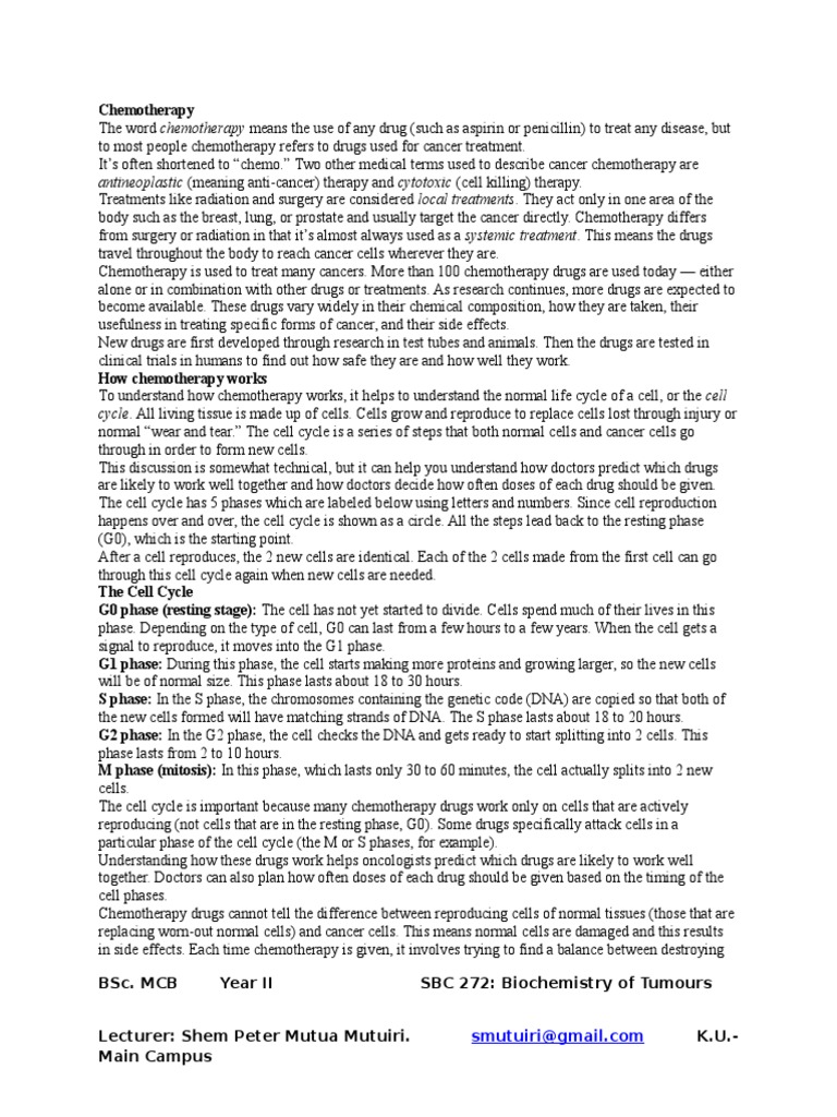 Chemotherapy Notes | Immunotherapy | Chemotherapy