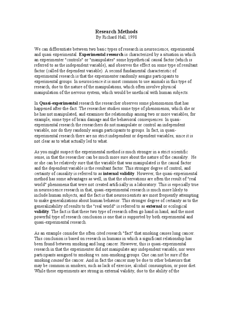 Research Methods | PDF | Experiment | Validity (Statistics)