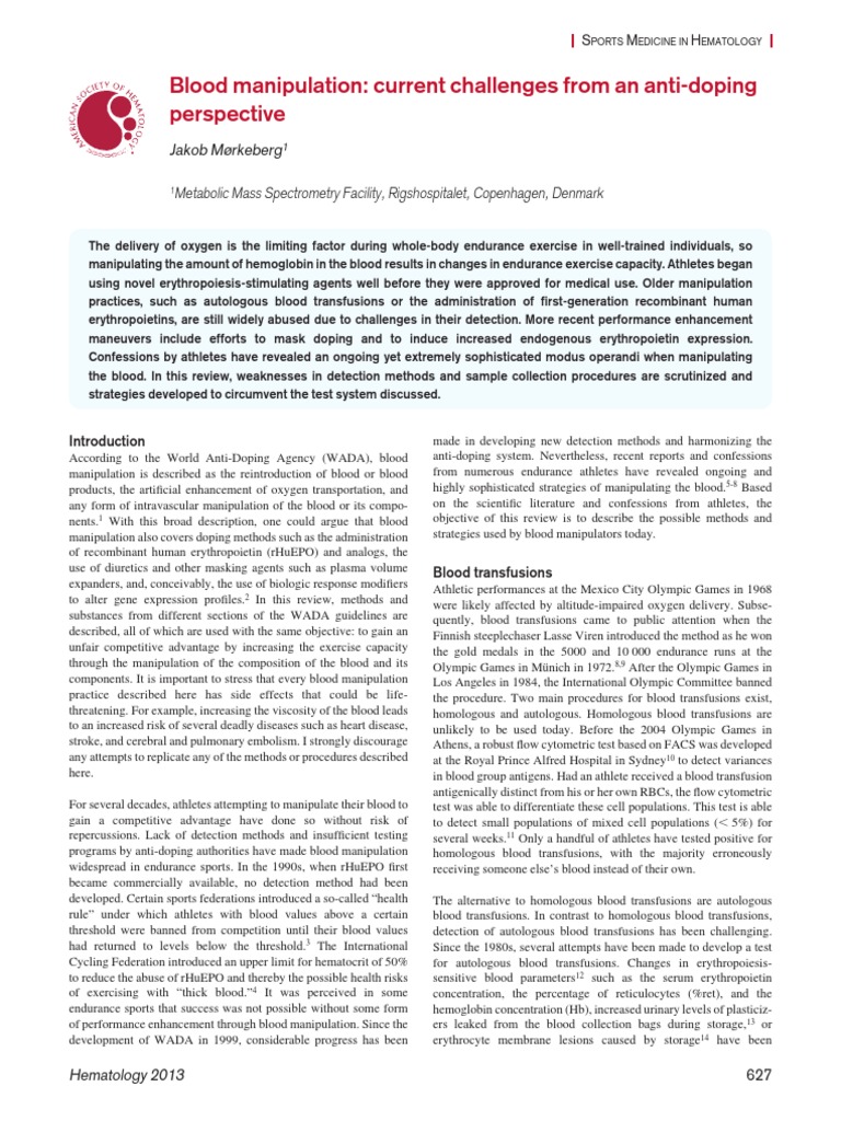 Blood Manipulation in Sports Doping | PDF | Doping In Sport | Blood ...