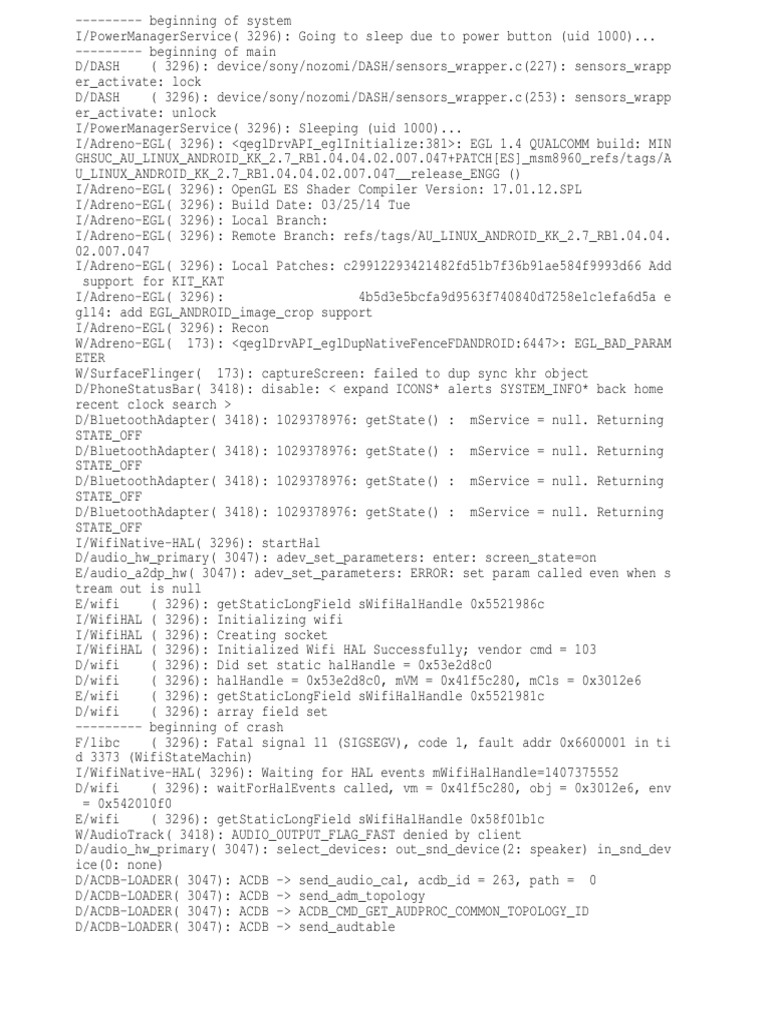Logcat | PDF | Computing | Computer Programming Logcat | PDF | Computing | Computer Programming